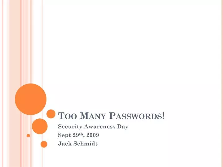 PPT - Too Many Passwords! PowerPoint Presentation, free download - ID ...