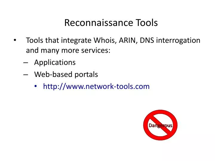 PPT - Reconnaissance Tools PowerPoint Presentation, free download - ID ...
