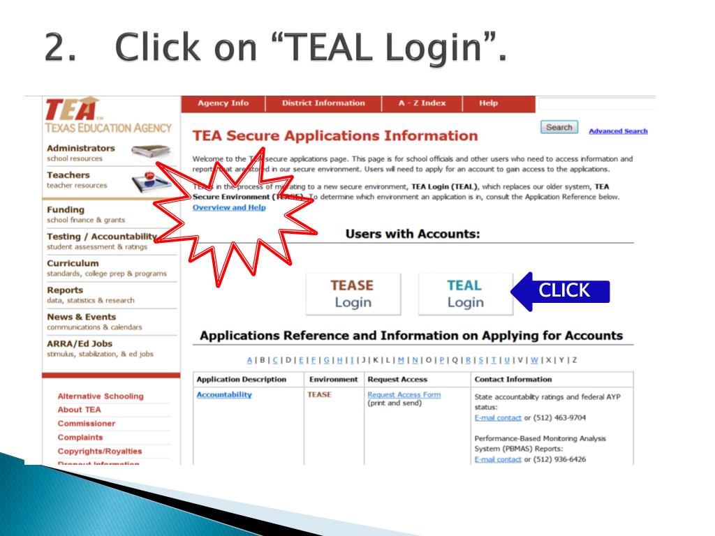 PPT - CREATING A TEAL ACCOUNT & LINKING YOUR EXISTING TEASE ACCOUNT TO ...