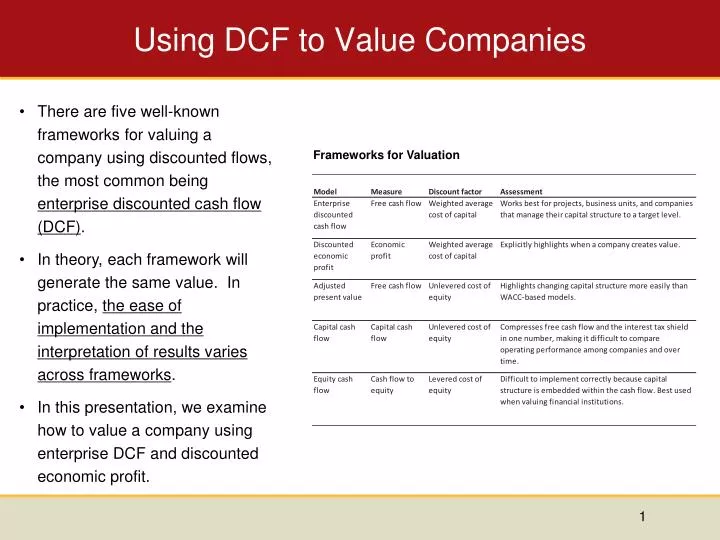 PPT - Using DCF to Value Companies PowerPoint Presentation, free ...