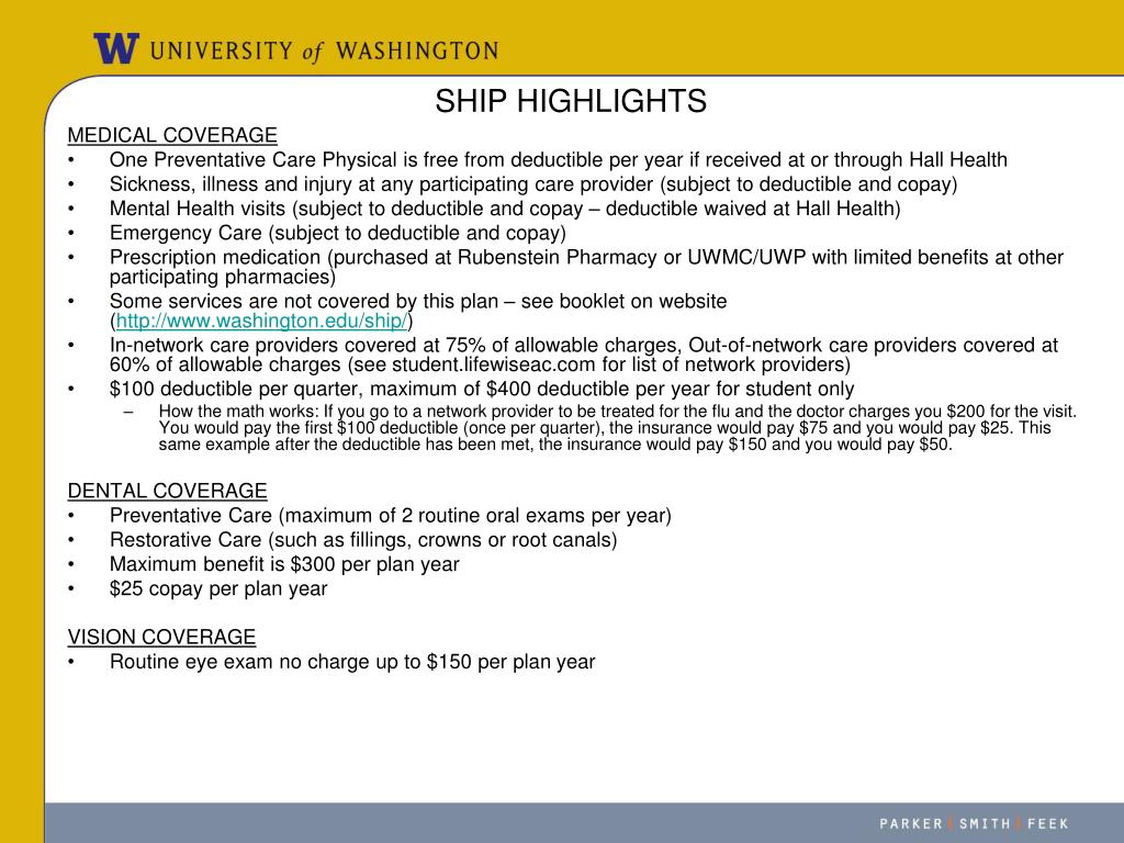 PPT - UNIVERSITY OF WASHINGTON STUDENT HEALTH INSURANCE PLAN - SHIP ...