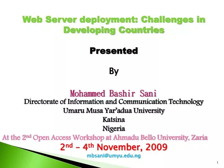 PPT - Web Server deployment: Challenges in Developing Countries ...