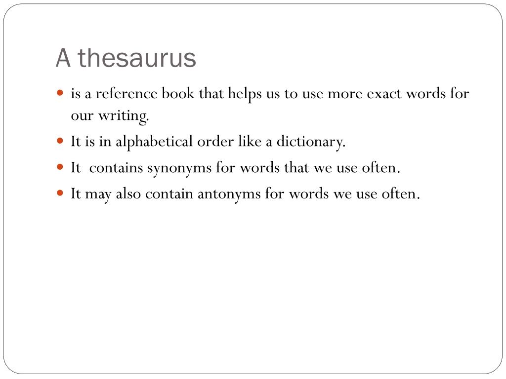 PPT Using A Thesaurus PowerPoint Presentation Free Download ID 1700553 PPT Using A Thesaurus PowerPoint Presentation Free Download ID 1700553