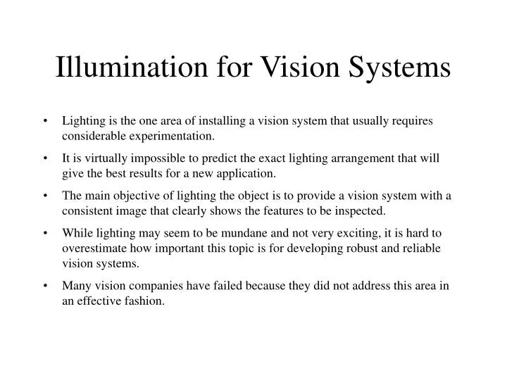 PPT - Illumination for Vision Systems PowerPoint Presentation, free ...