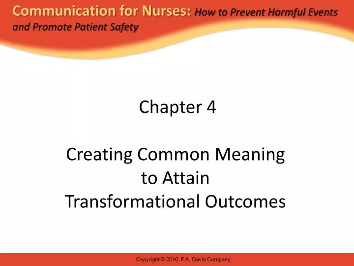 PPT - Chapter 4 Creating Common Meaning to Attain Transformational ...