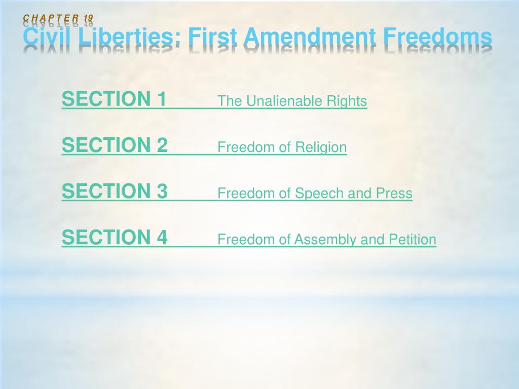 Ppt C H A P T E R 19 Civil Liberties First Amendment Freedoms