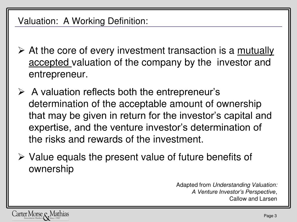 PPT - Valuing Start-Up & Early Stage Companies…Art or Science IACT ...