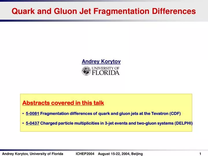 PPT - Quark and Gluon Jet Fragmentation Differences PowerPoint ...