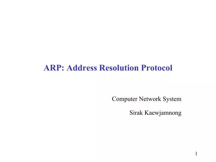 PPT - ARP: Address Resolution Protocol PowerPoint Presentation, free ...