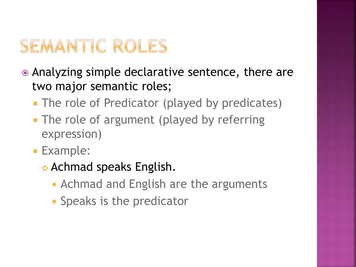 PPT - SEMANTIC ROLES PowerPoint Presentation - ID:1702843
