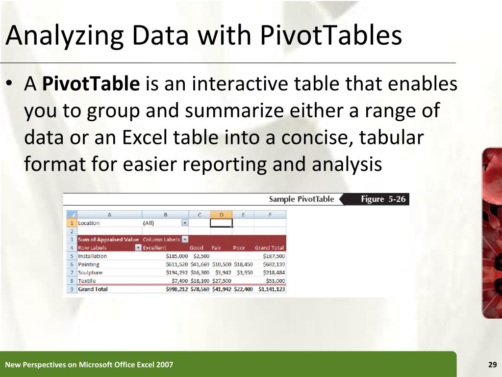 Ppt Excel Tutorial 5 Working With Excel Tables Pivottables And Pivotcharts Powerpoint
