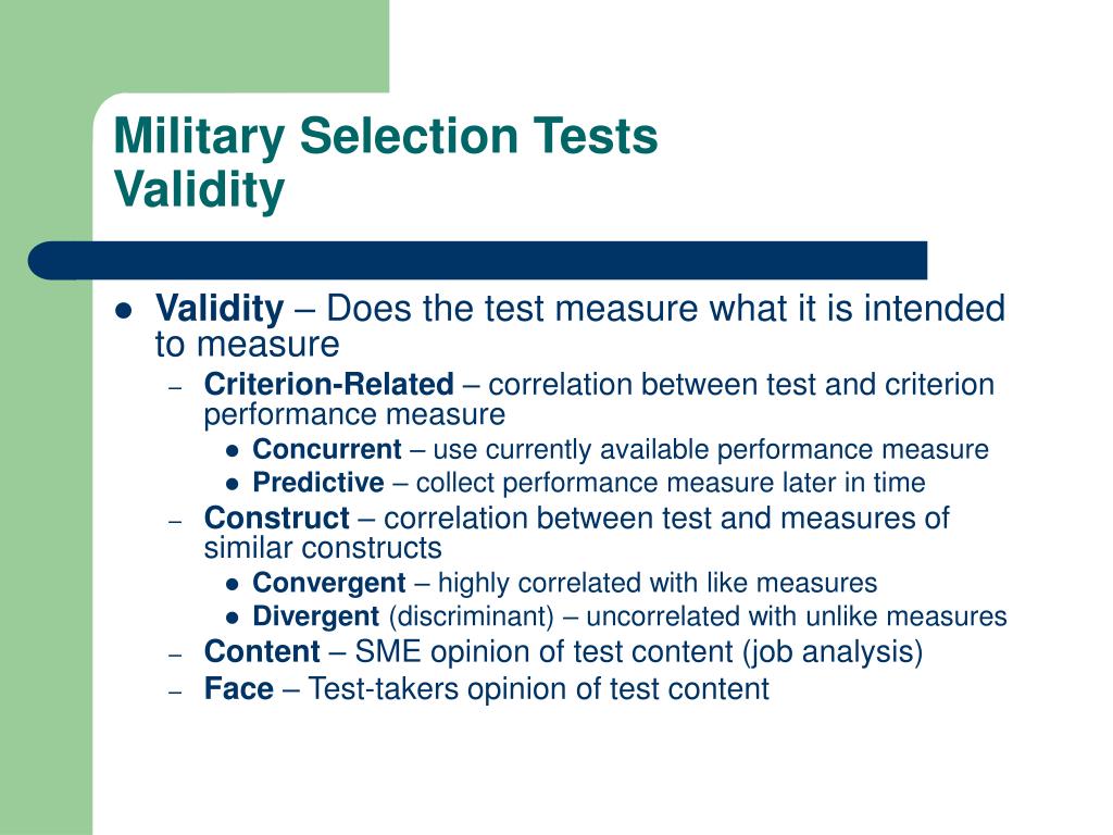 PPT - Military Psychology: Personnel Selection, & Classification ...