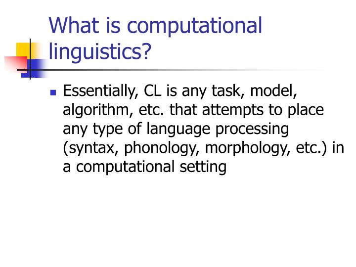 PPT - Introduction to computational linguistics PowerPoint Presentation ...