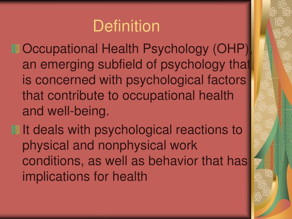 PPT - Occupational Health Psychology Chapter 11 PowerPoint Presentation ...