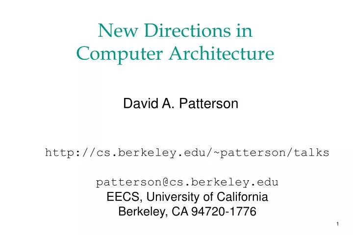 PPT - New Directions in Computer Architecture PowerPoint Presentation ...