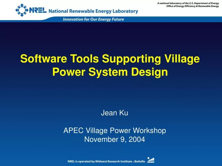 PPT - Software Tools Supporting Village Power System Design PowerPoint ...