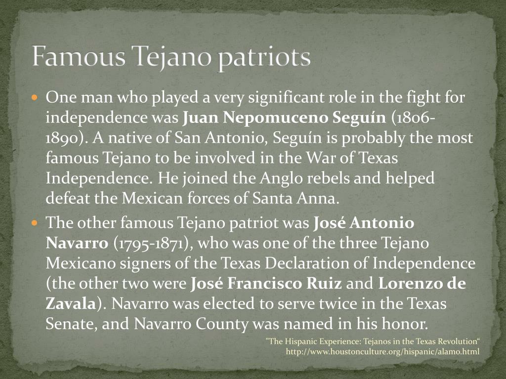 PPT - Tejanos (Mexicans) who fought for Texas PowerPoint Presentation ...