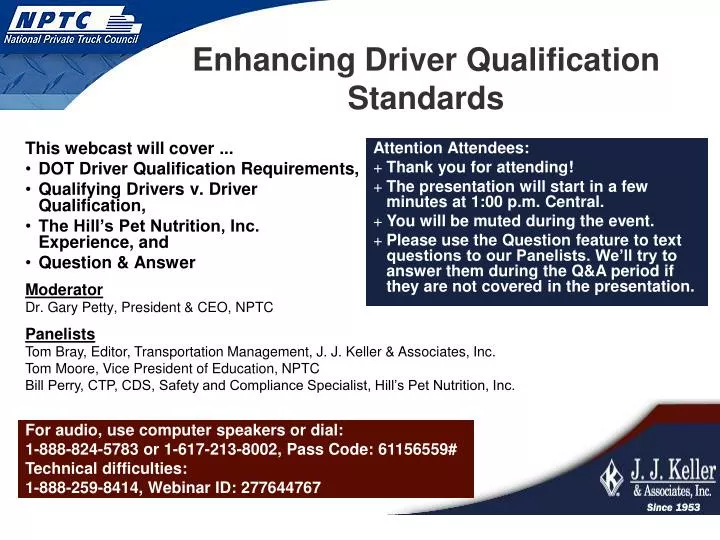PPT - Enhancing Driver Qualification Standards PowerPoint Presentation ...
