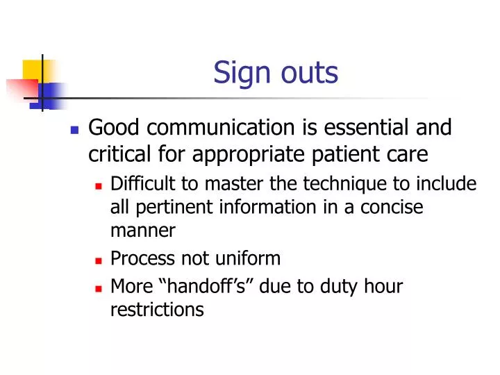 PPT - Sign outs PowerPoint Presentation, free download - ID:1711201