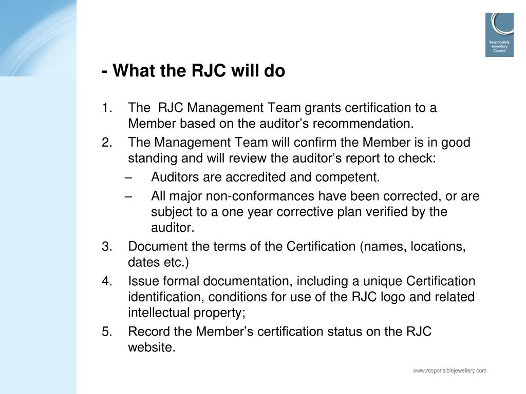 PPT - The Responsible Jewellery Council Certification System PowerPoint ...