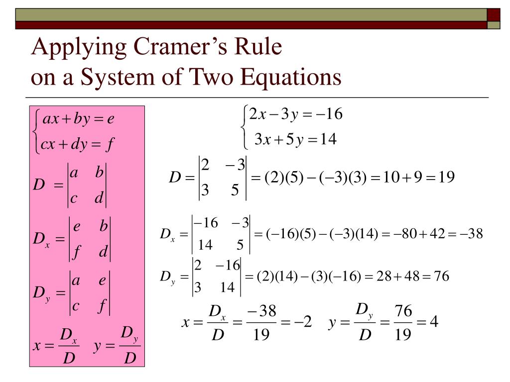 PPT - Cramer's Rule PowerPoint Presentation, free download - ID:1712785 PPT - Cramer's Rule PowerPoint Presentation, free download - ID:1712785