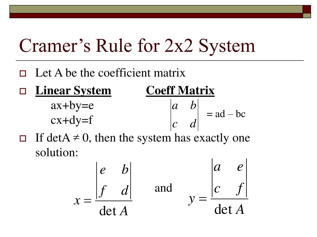 PPT - Cramer's Rule PowerPoint Presentation, free download - ID:1712785 PPT - Cramer's Rule PowerPoint Presentation, free download - ID:1712785