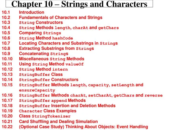 PPT - Chapter 10 – Strings and Characters PowerPoint Presentation, free ...