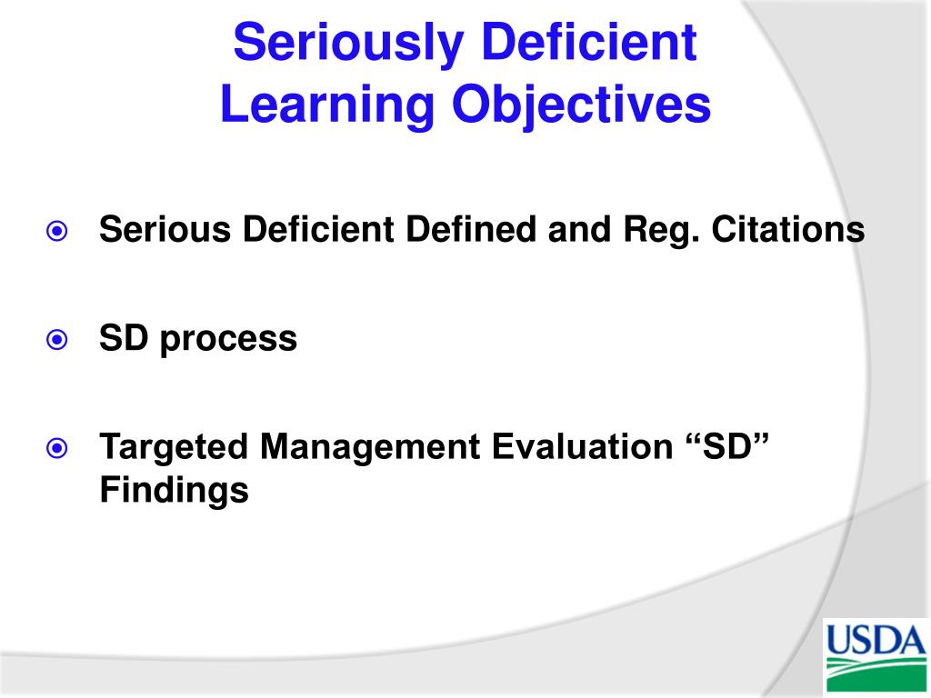 PPT - Child And Adult care food program Seriously deficient (SD) to The ...