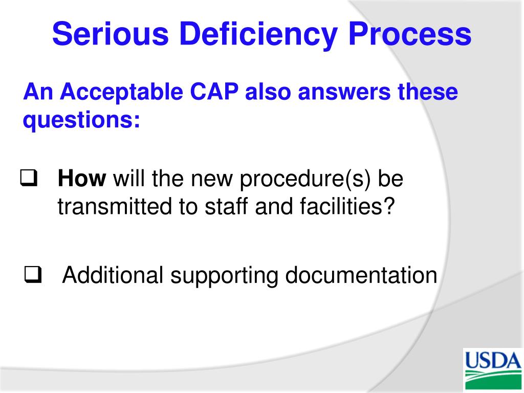 PPT - Child And Adult care food program Seriously deficient (SD) to The ...
