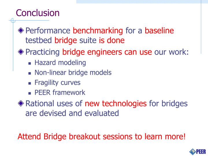 PPT - BRIDGE PERFORMANCE: Benchmarking the Performance of California ...