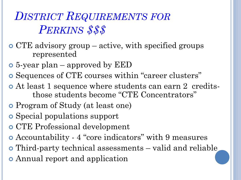 PPT - Carl D. Perkins Career and Technical Education Improvement Act of ...
