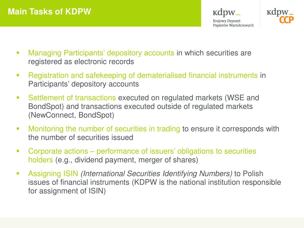 PPT - National Depository for Securities (KDPW) and Clearing House KDPW ...