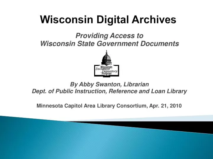 PPT - Wisconsin Digital Archives PowerPoint Presentation, free download ...