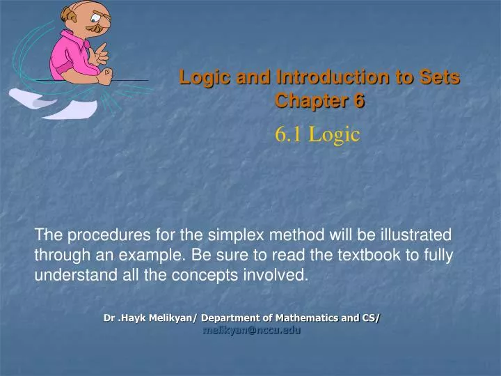 PPT - Logic and Introduction to Sets Chapter 6 PowerPoint Presentation ...