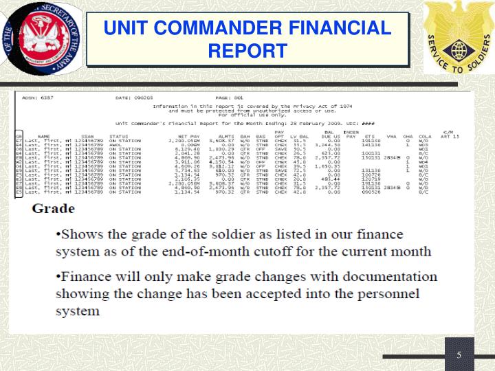 PPT - UNIT COMMANDER FINANCIAL REPORT PowerPoint Presentation - ID:1715948