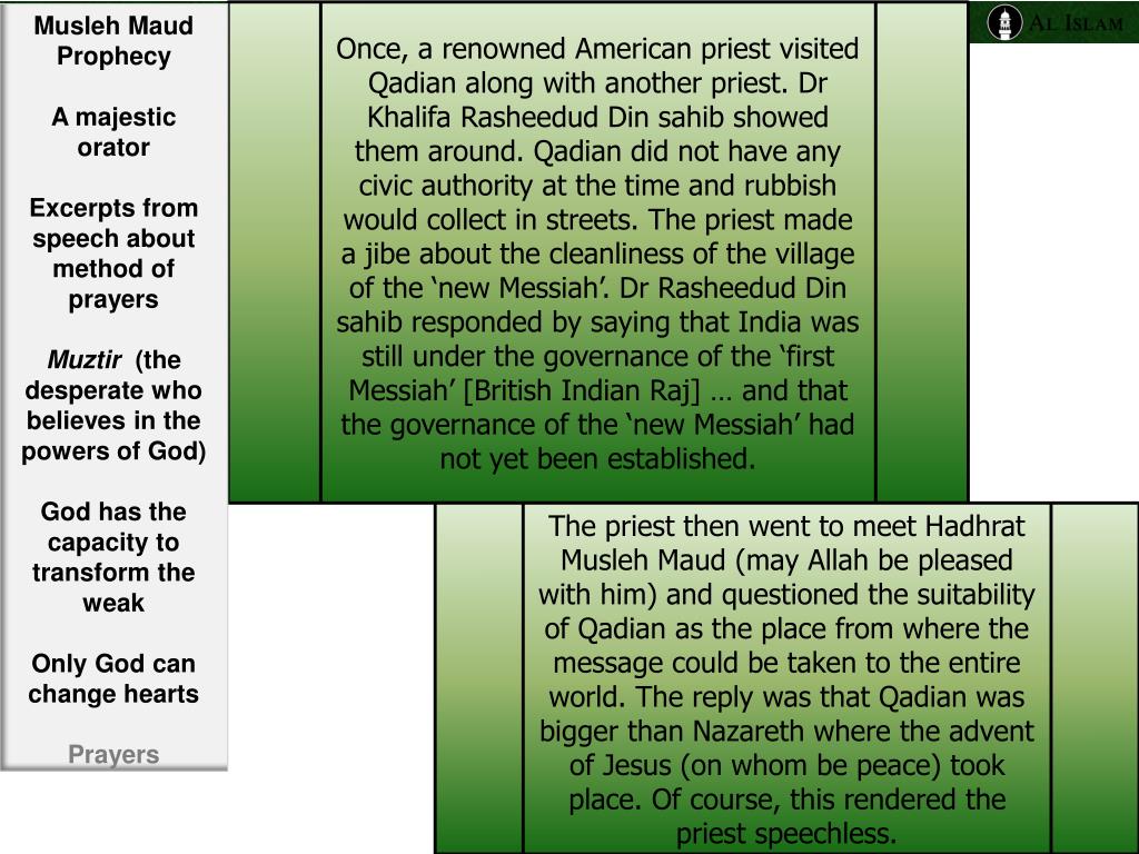 PPT - Musleh Maud - The Promised Son: Friday Sermon on God and Prayers ...
