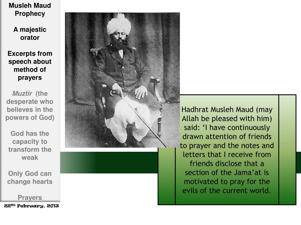 PPT - Musleh Maud - The Promised Son: Friday Sermon on God and Prayers ...