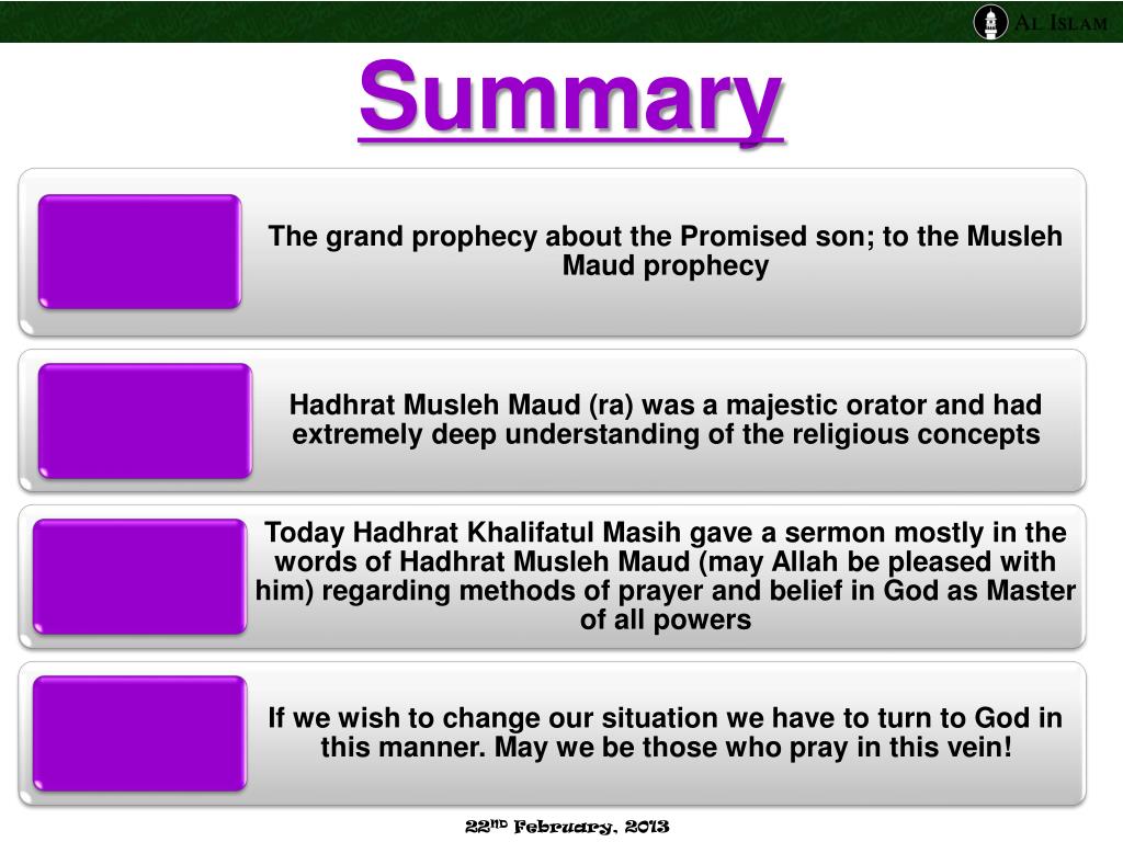 PPT - Musleh Maud - The Promised Son: Friday Sermon on God and Prayers ...