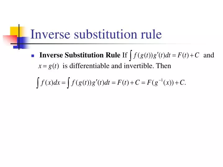 PPT - Inverse substitution rule PowerPoint Presentation, free download ...