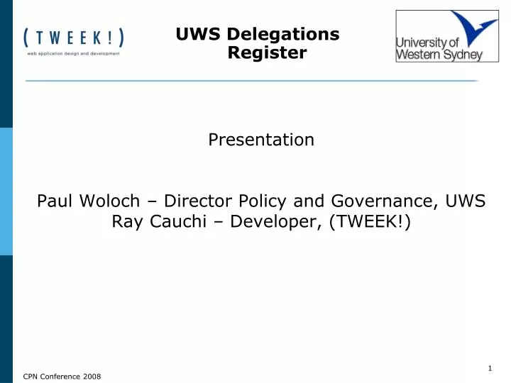 PPT - UWS Delegations Register PowerPoint Presentation, free download ...