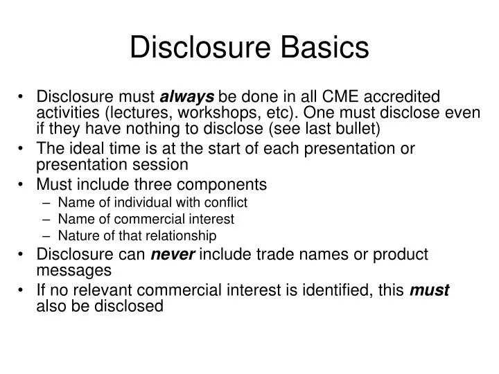 PPT - Disclosure Basics PowerPoint Presentation, free download - ID:1719428