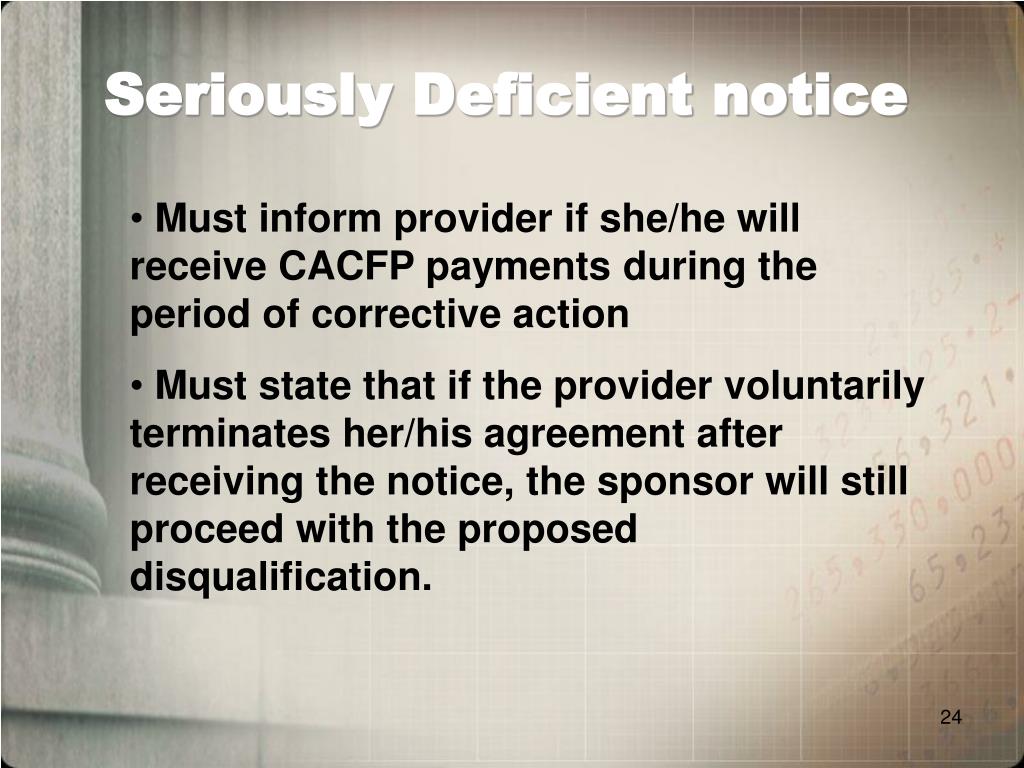 PPT - Child & Adult Care Food Program Serious Deficiency Process ...