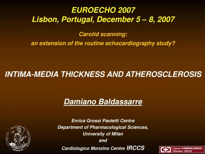 PPT - EUROECHO 2007 Lisbon, Portugal, December 5 – 8, 2007 Carotid ...