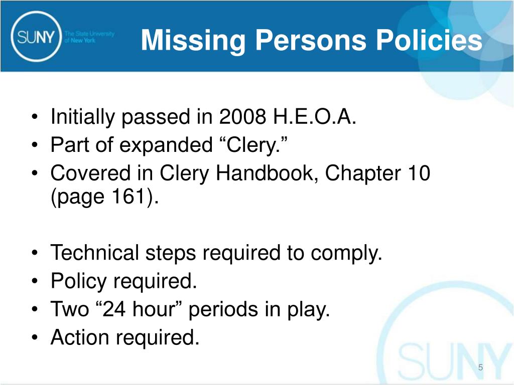 PPT - Three Things You Don’t Know About the Clery Act: Missing Persons ...