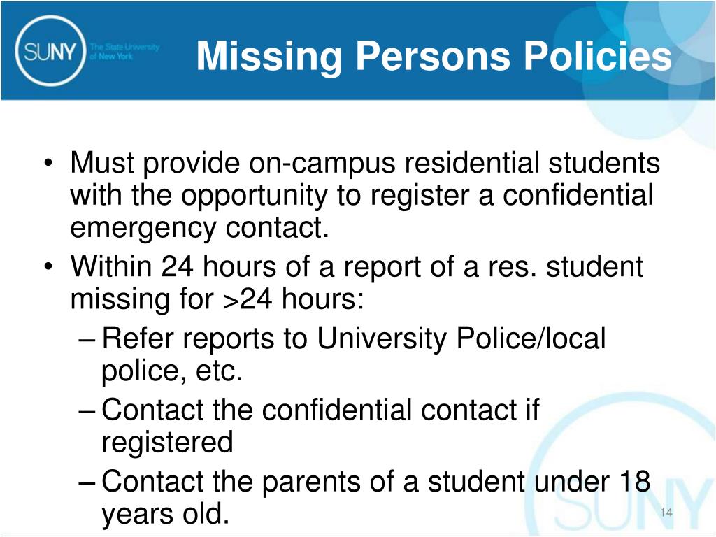 PPT - Three Things You Don’t Know About the Clery Act: Missing Persons ...