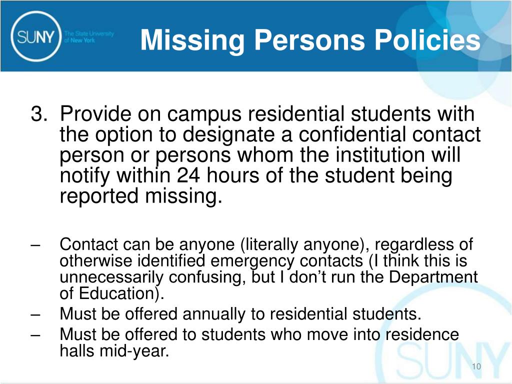 PPT - Three Things You Don’t Know About the Clery Act: Missing Persons ...