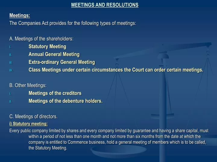 PPT - MEETINGS AND RESOLUTIONS PowerPoint Presentation, free download ...