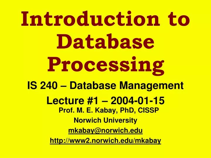 PPT - Introduction to Database Processing PowerPoint Presentation, free download - ID:1723035