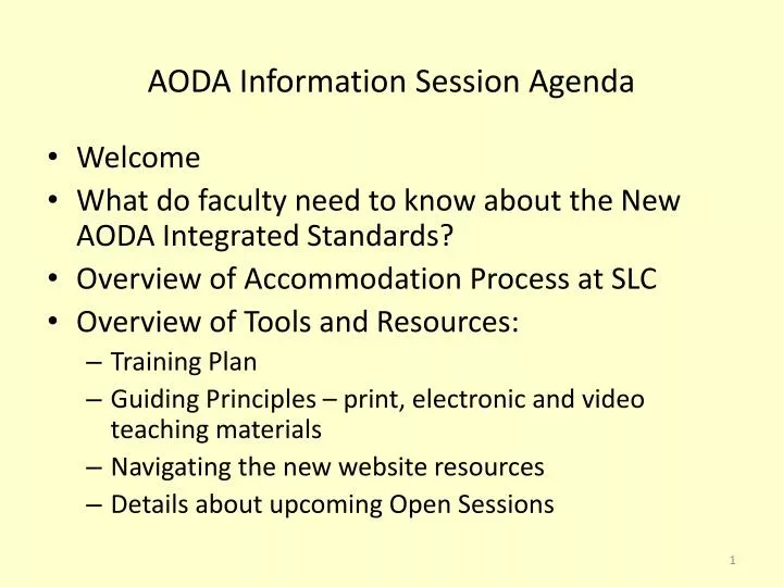 PPT - AODA Information Session Agenda PowerPoint Presentation, free ...