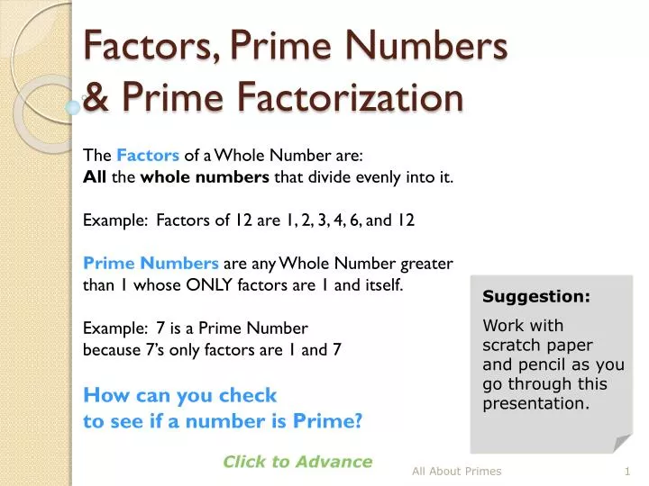 PPT - Factors, Prime Numbers & Prime Factorization PowerPoint ... PPT - Factors, Prime Numbers & Prime Factorization PowerPoint ...